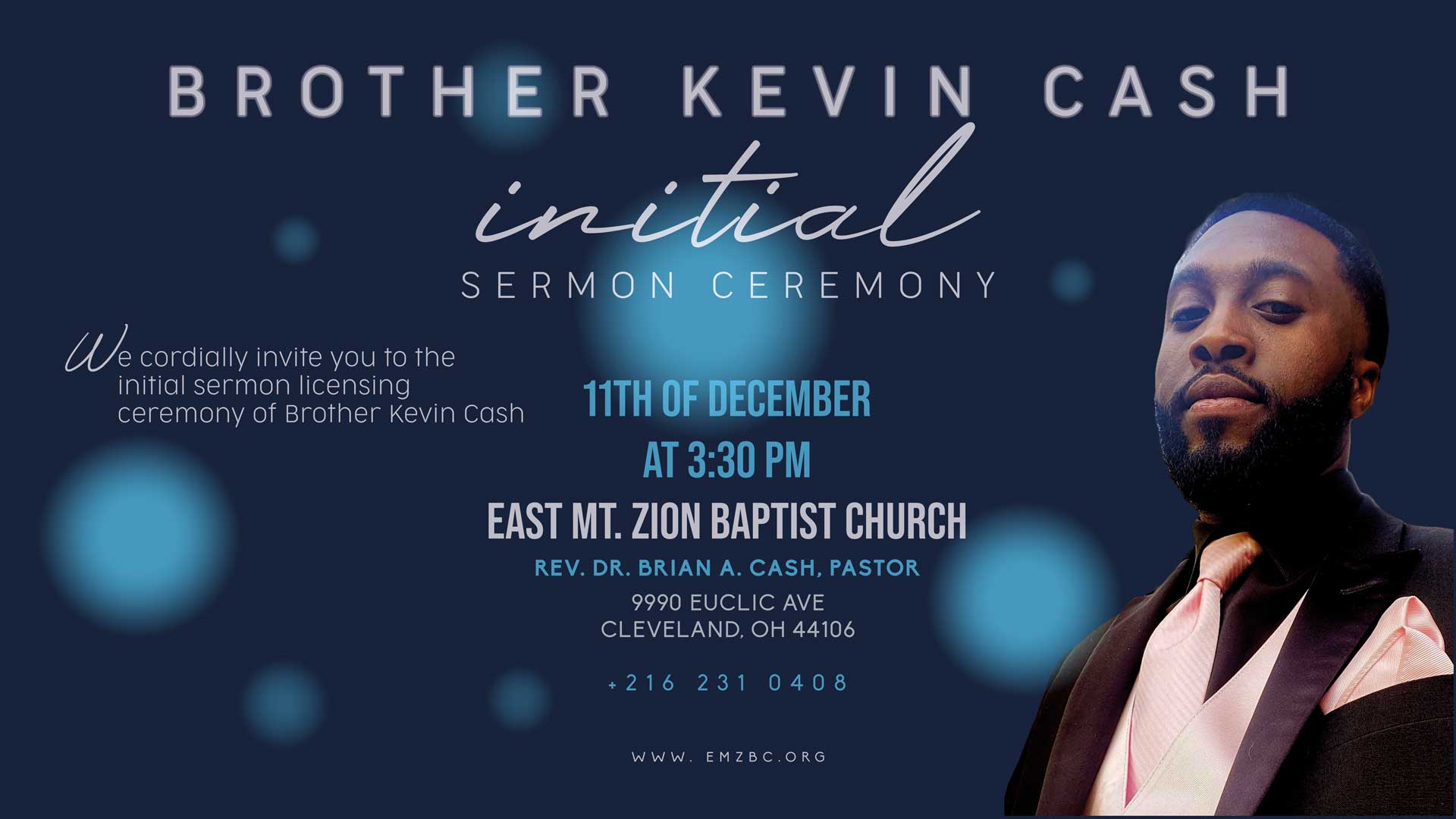 Kevin Cash Initial Sermon - East Mount Zion Baptist Church